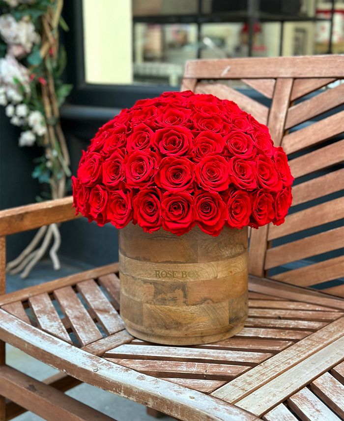 Rose Box NYC Half Ball of Red Flame Long Lasting Preserved Real Roses ...