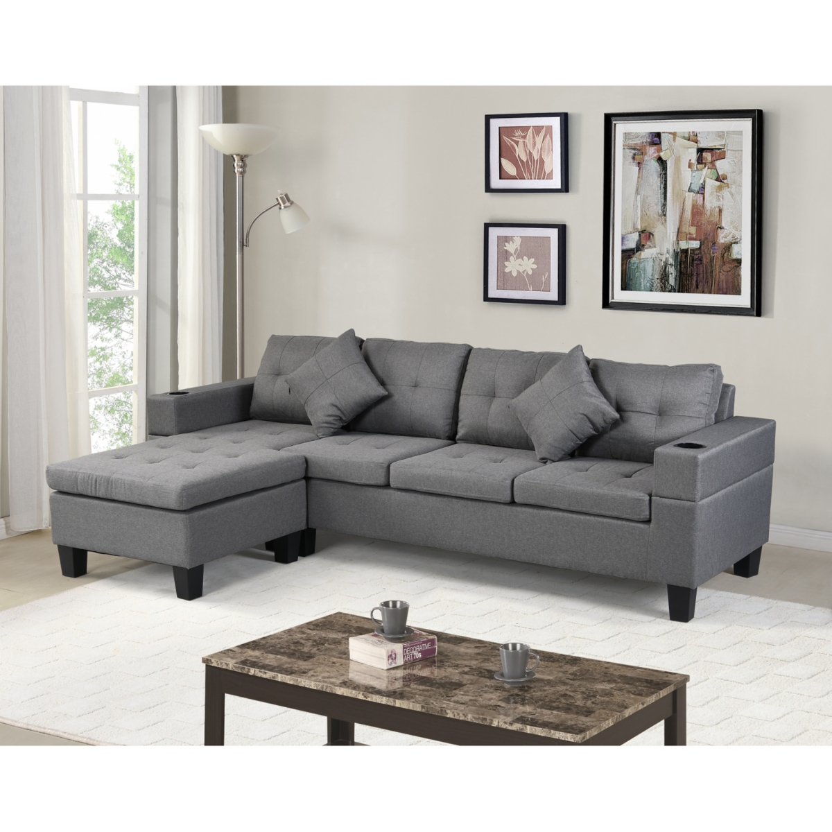 Click here for Streamdale Furniture L-Shaped Sectional Sofa Set w... prices