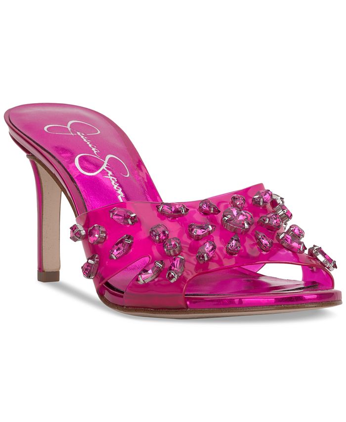 Jessica Simpson Women's Primana Embellished Slide High Heel Dress Sandals - Macy's