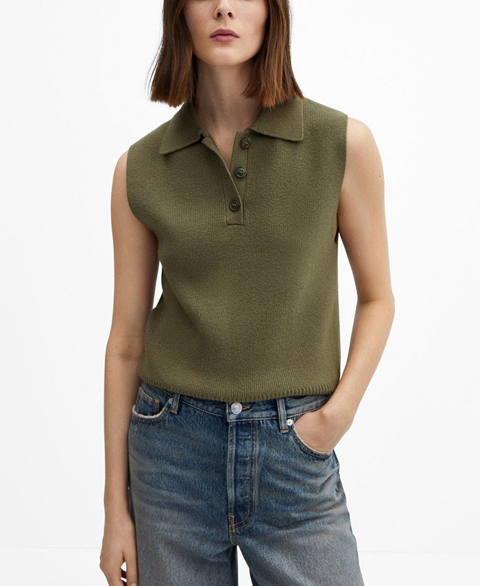 MANGO Women's Button Collar Knitted Vest - Macy's
