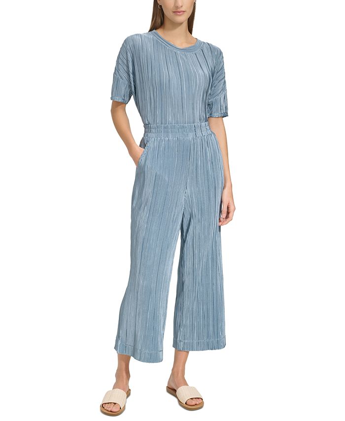 Marc New York Andrew Marc New York Women's High-Rise Pull-On Plisse Crop Pants - Macy's