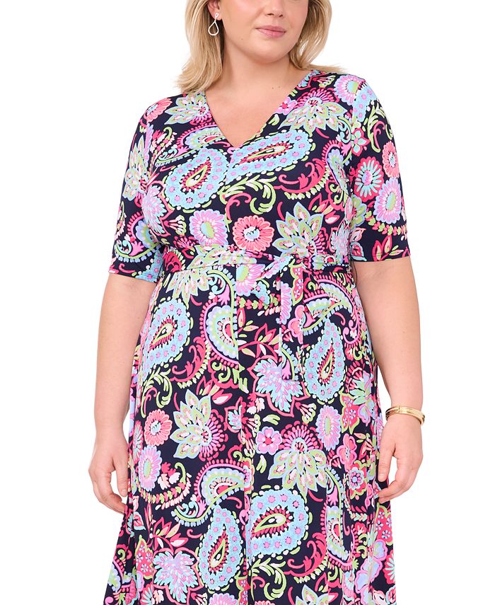 MSK Plus Size Paisley-Print Midi Dress - Macy's