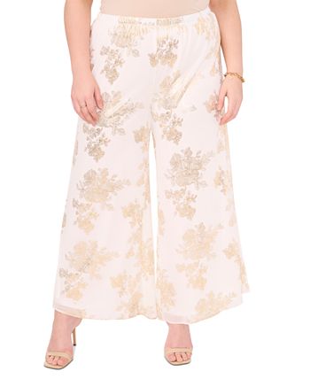 MSK Plus Size Printed Chiffon Pull-On Palazzo Pants - Macy's