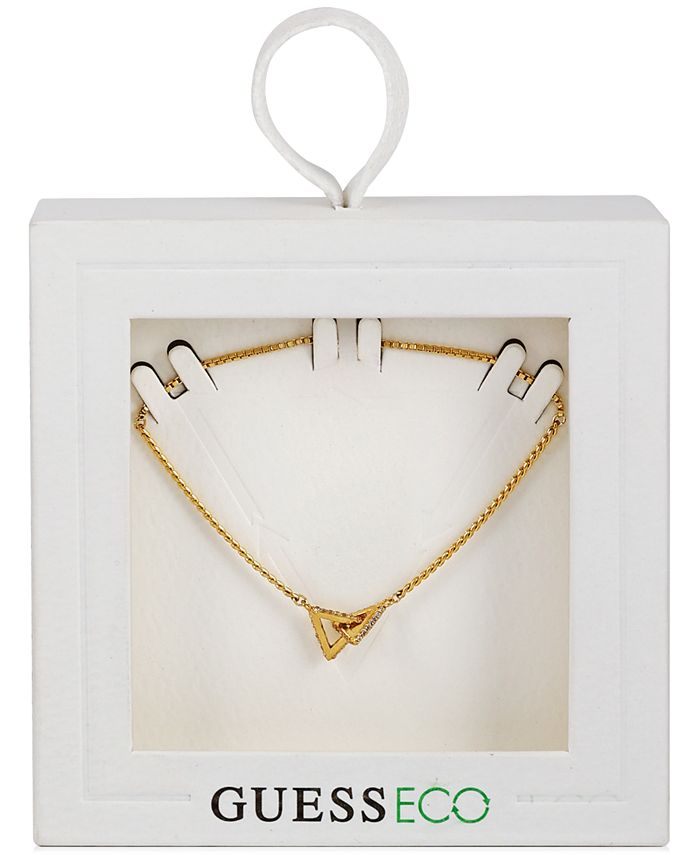 GUESS 14k Gold-Plated Pavé Linked Triangle Slider Bracelet - Macy's