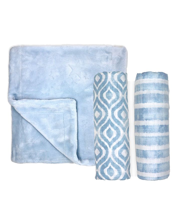 Amor Bebe Baby Boys Luxury Plush Baby Blankets, 3 Piece Gift Set - Macy's