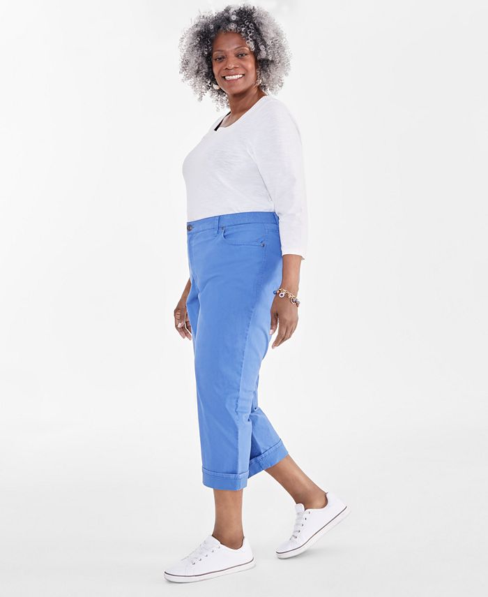 Style & Co Plus Size Curvy Roll-Cuff Capri Jeans, Created for Macy's ...
