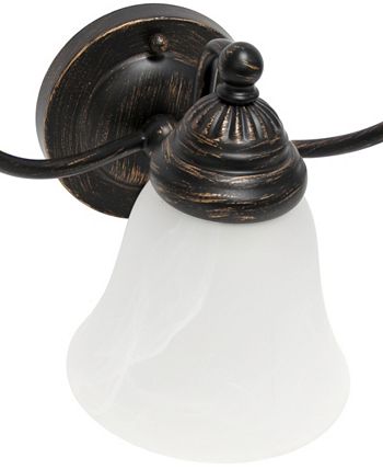 Lalia Home Essentix Traditional Three Light Curved Metal, Alabaster ...