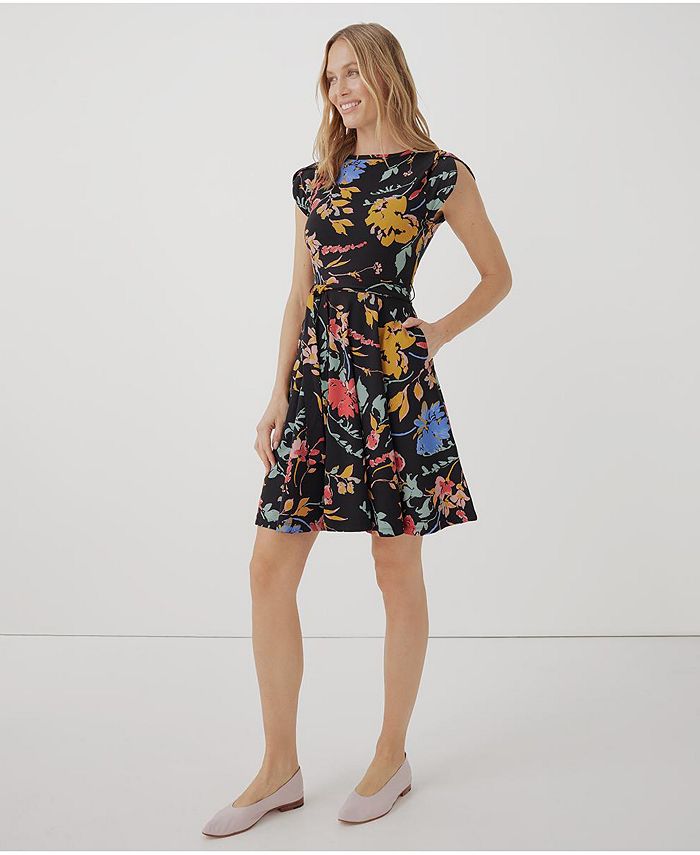 Pact Women's Organic Cotton Fit & Flare Petal Sleeve Dress - Macy's