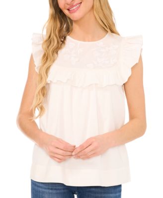 CeCe Women's Ruffled Embroidered Blouse - Macy's