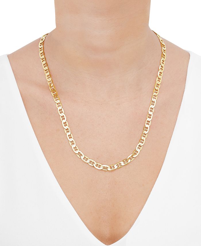 Italian Gold Polished Solid Mariner Link 22" Chain Necklace (6-1/6mm ...