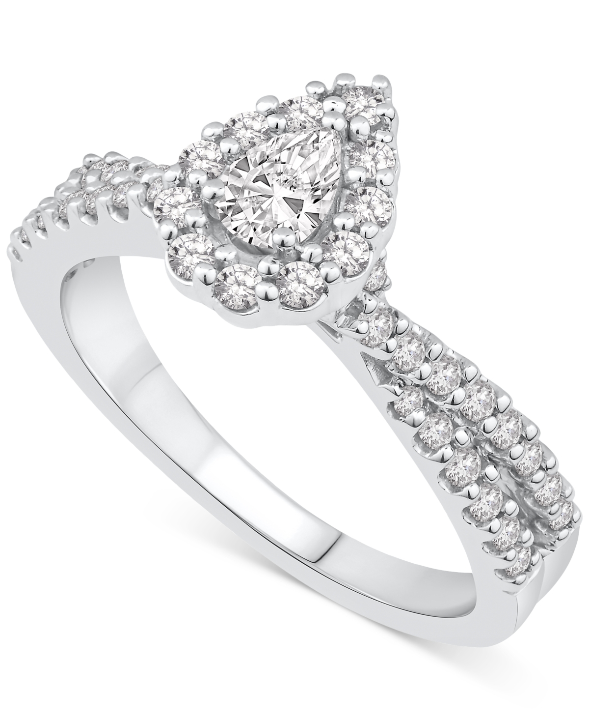 Click here for Diamond Pear Halo Engagement Ring (5/8 ct. t.w.) i... prices