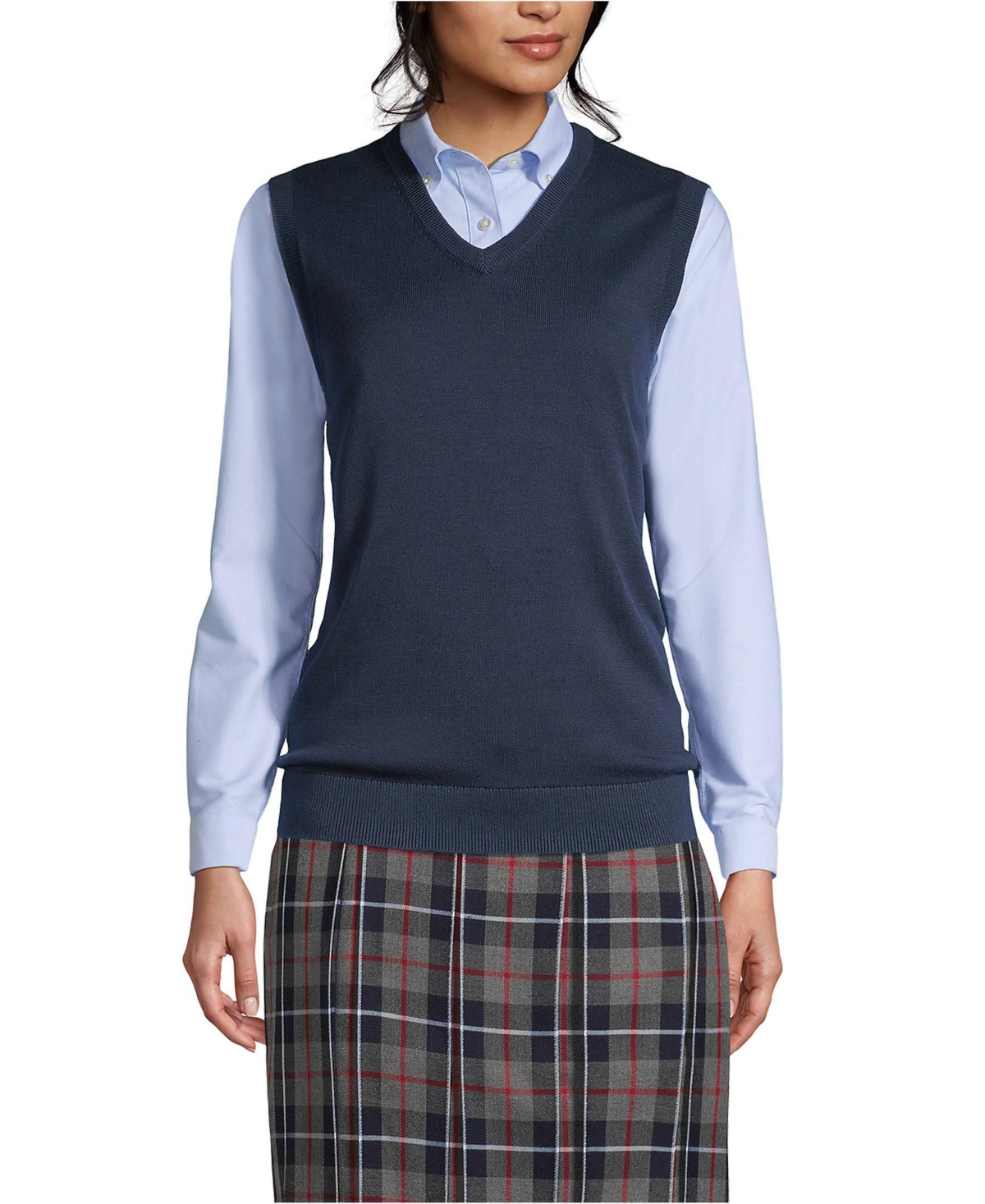 Click here for Lands End Womens Cotton Modal Fine Gauge Sweater V... prices
