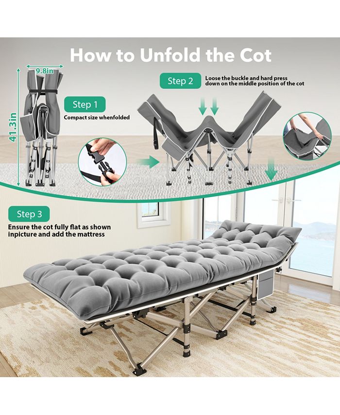 SUGIFT Folding Camping Cot with Removable Cotton Mattress for Office ...