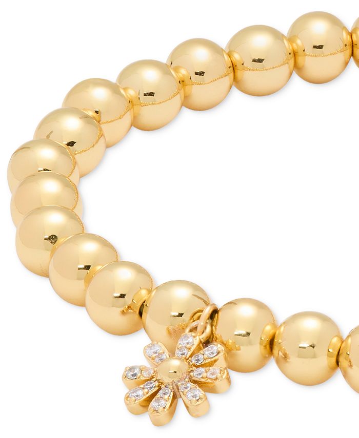 kate spade new york Gold-Tone Pavé Flower Beaded Stretch Bracelet - Macy's