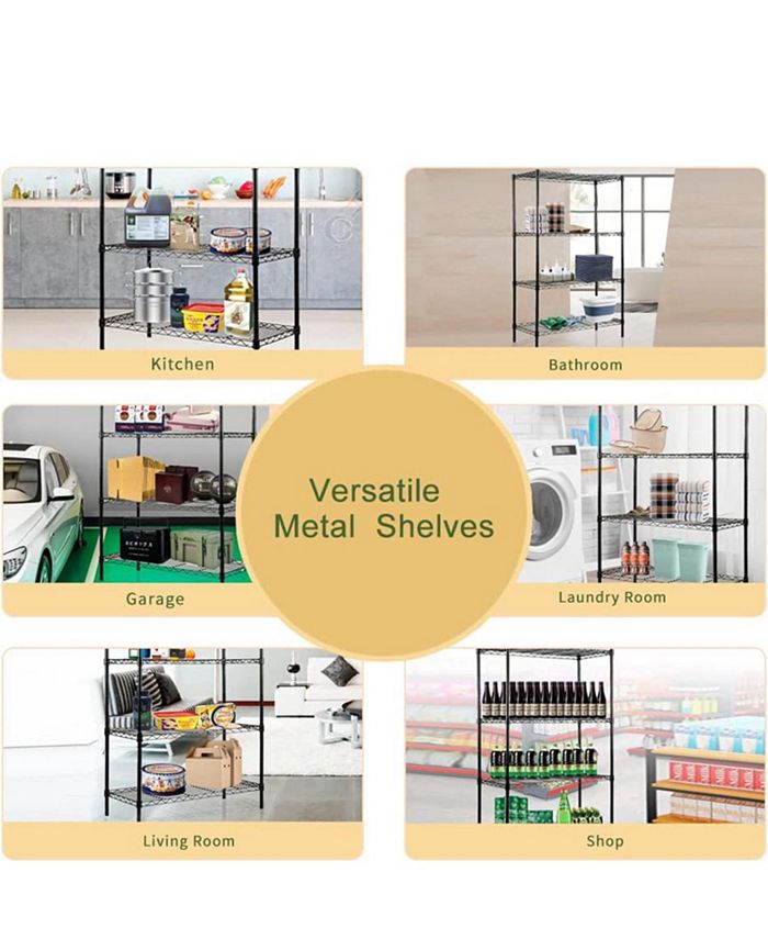 SUGIFT 4 Tier Adjustable, NSF Storage Shelving Unit, Steel Wire Shelves ...