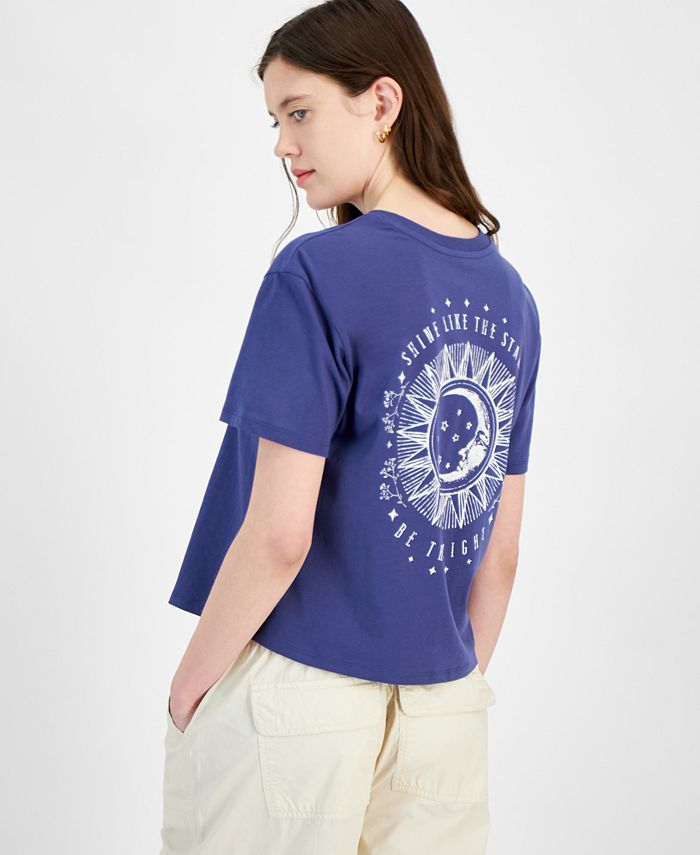 Rebellious One Juniors' Moon Graphic-Print Crewneck Tee - Macy's
