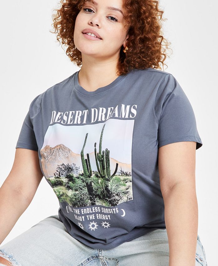 Rebellious One Trendy Plus Size Desert Dreams Graphic Print T Shirt
