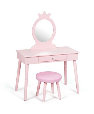 Slickblue Kids Vanity Makeup Table and Chair Set Make Up Stool - Macy's