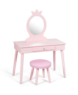 Slickblue Kids Vanity Makeup Table and Chair Set Make Up Stool - Macy's