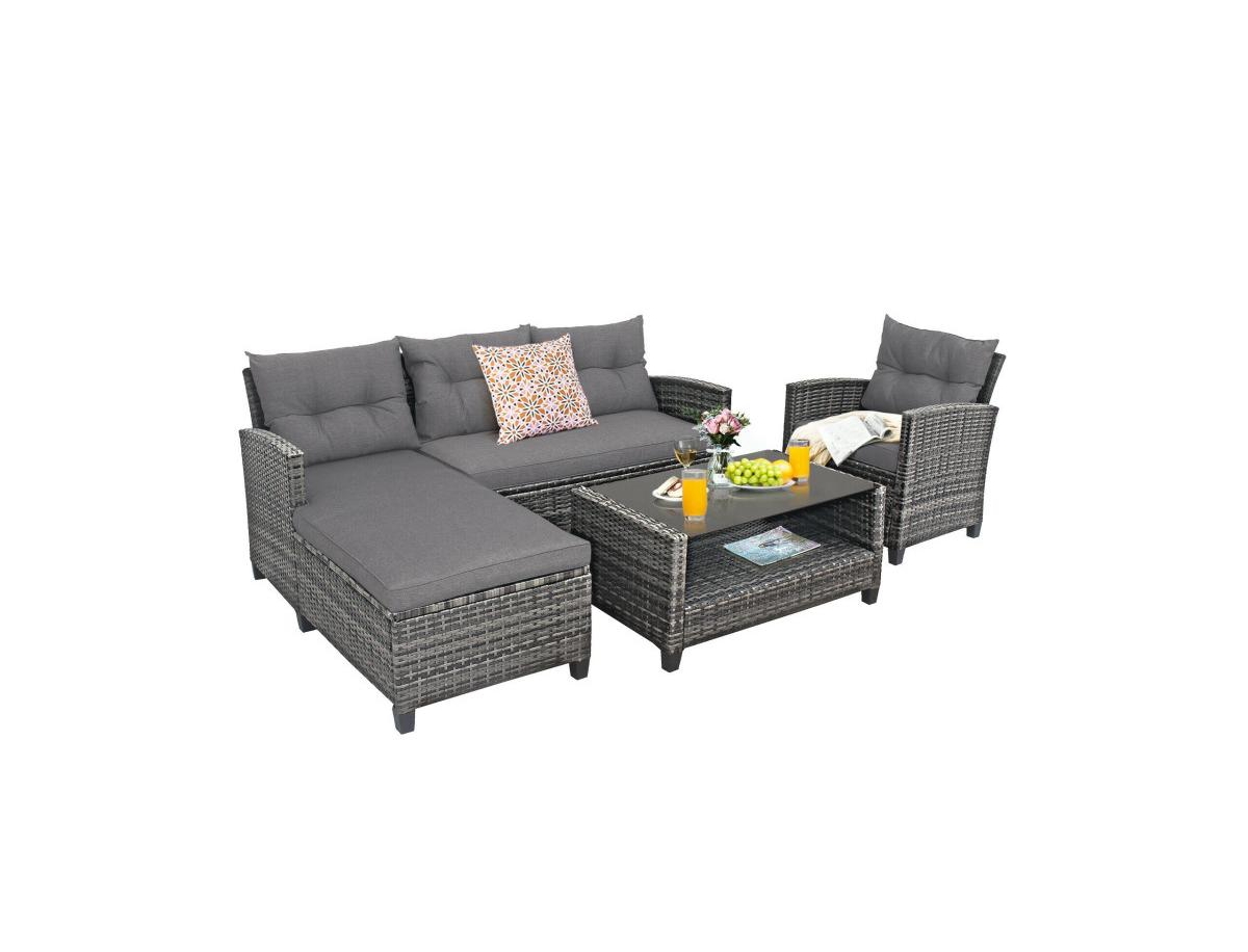Click here for Slickblue 4 Pieces Patio Rattan Furniture Set with... prices