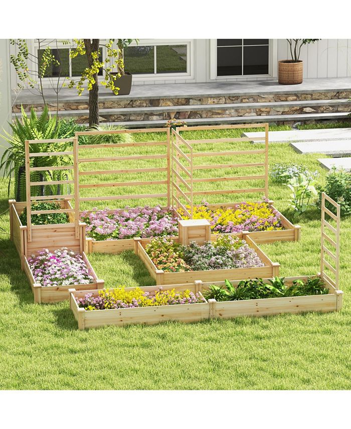 Slickblue 49 X 49 X 10 Raised Garden Bed With Compost Bin And Open
