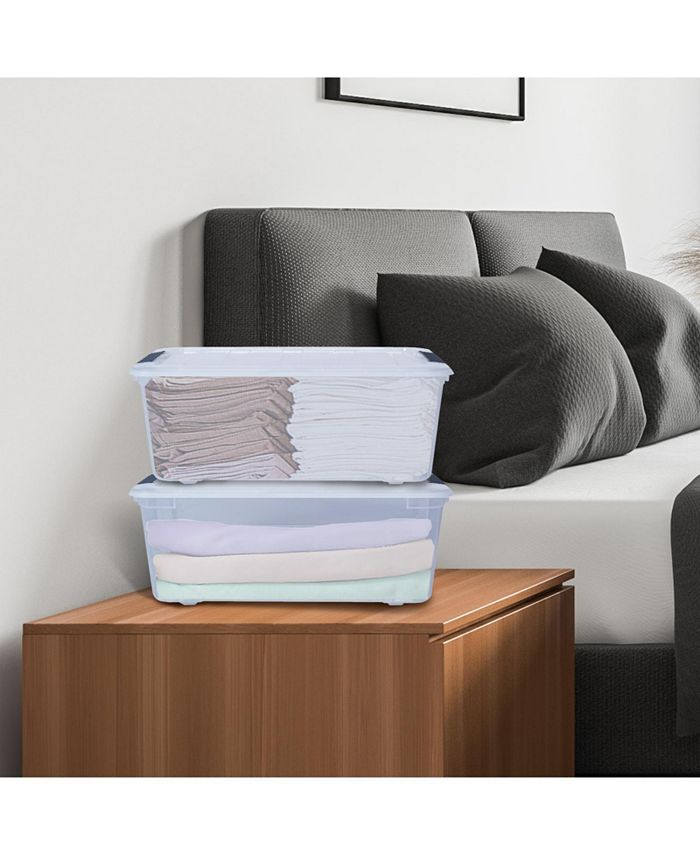 Slickblue Sturdy Plastic Latch Stack Storage Tubs Box - Macy's