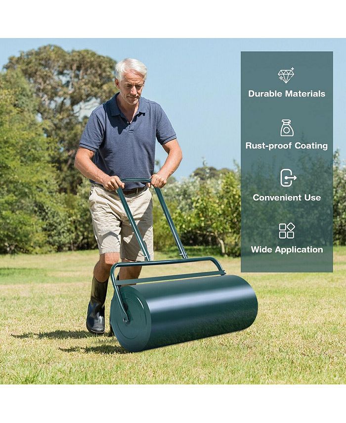 Slickblue 24 x 13 Inch Tow Lawn Roller Water Filled Metal Push Roller ...