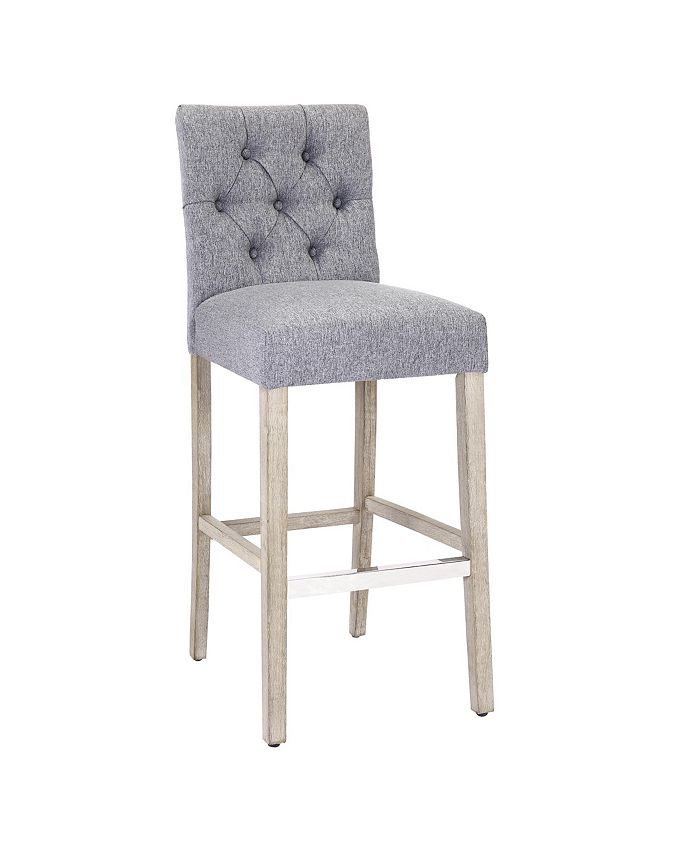 WestinTrends Linen Fabric Tufted Bar Stool (Set of 2) - Macy's