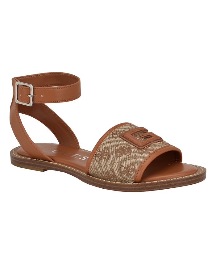 GUESS Women's Shay Logo One Band Sandal with Ankle Strap - Macy's