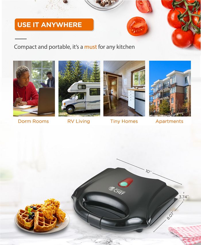 Commercial Chef Waffle Maker, Nonstick Mini Waffle Maker, Easy-to-Clean ...