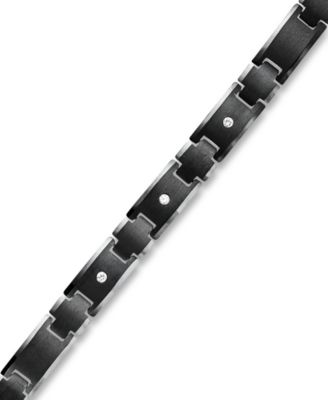 Macy s Men s Diamond 1 10 c.t. t.w. and Black Tungsten Bracelet Macy s