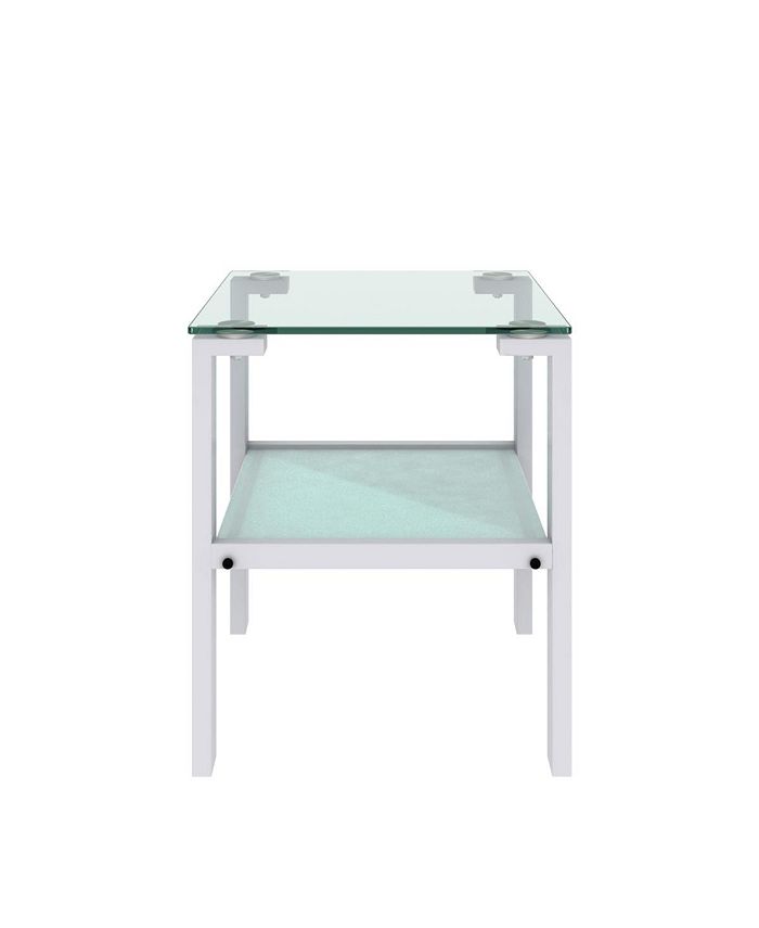 Simplie Fun Glass two layer tea table, small round table, bedroom ...