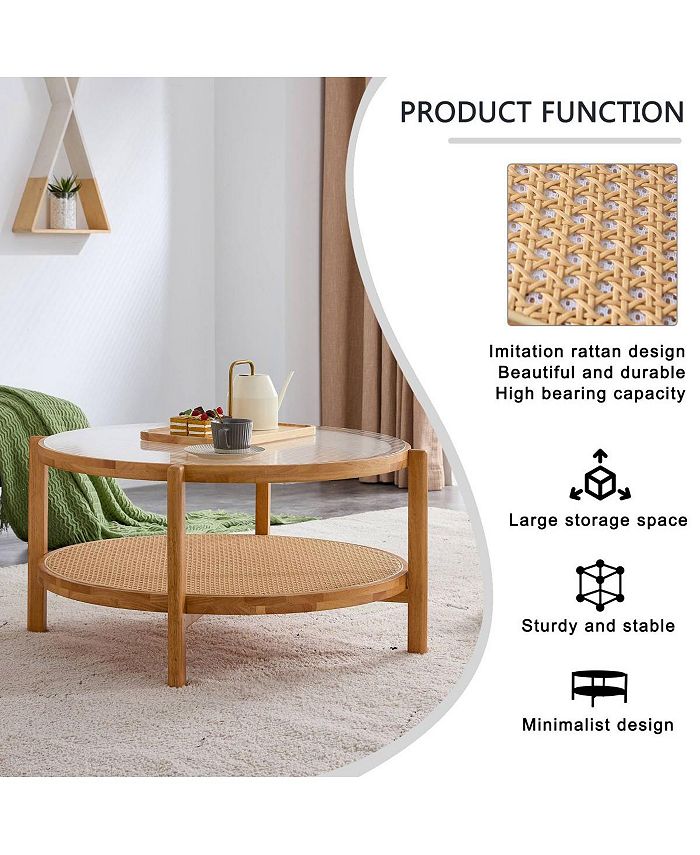 Simplie Fun Modern double-layer solid wood tea table - Macy's