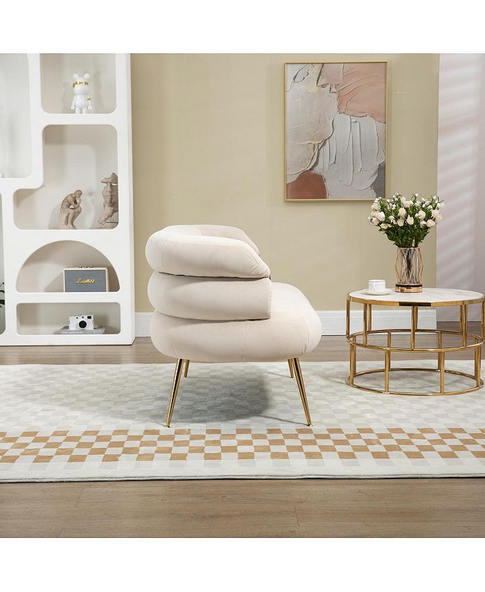 Simplie Fun Accent Chair, Leisure Chair With Golden Feet - Macy's