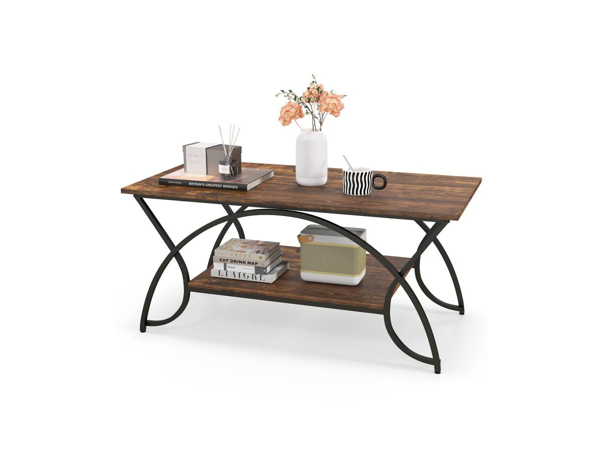 Click here for Slickblue 2-Tier Faux Marble Coffee Table with Mar... prices