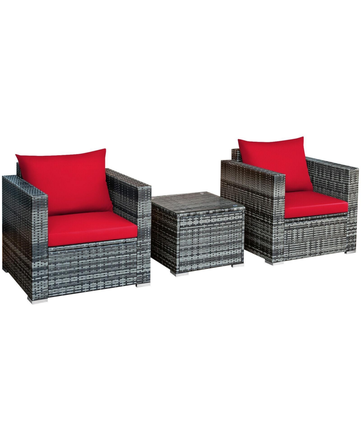 Click here for Slickblue 3 Pcs Patio Rattan Furniture Bistro Sofa... prices