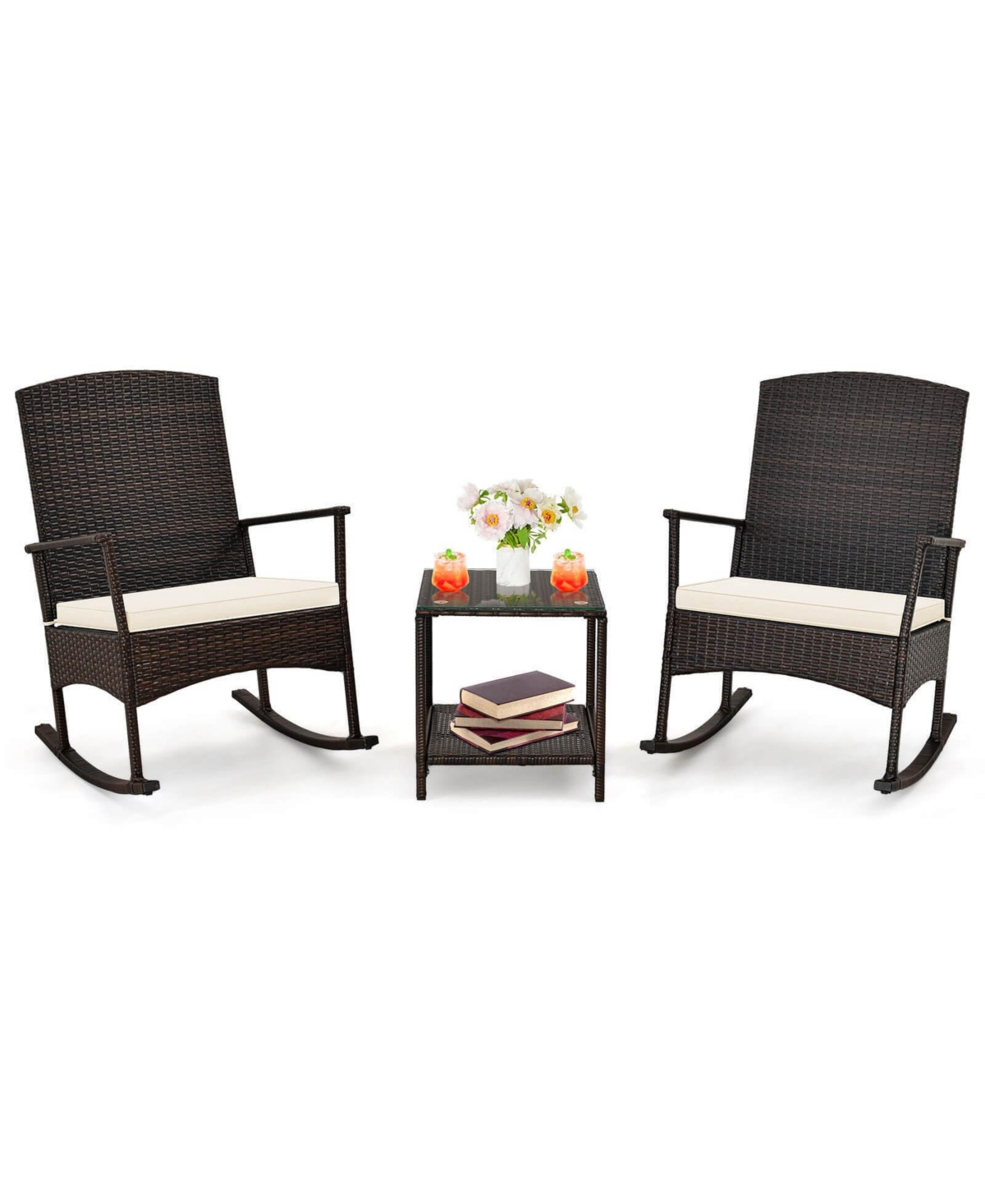 Click here for Slickblue 3 Piece Patio Rocking Set Wicker Rocking... prices