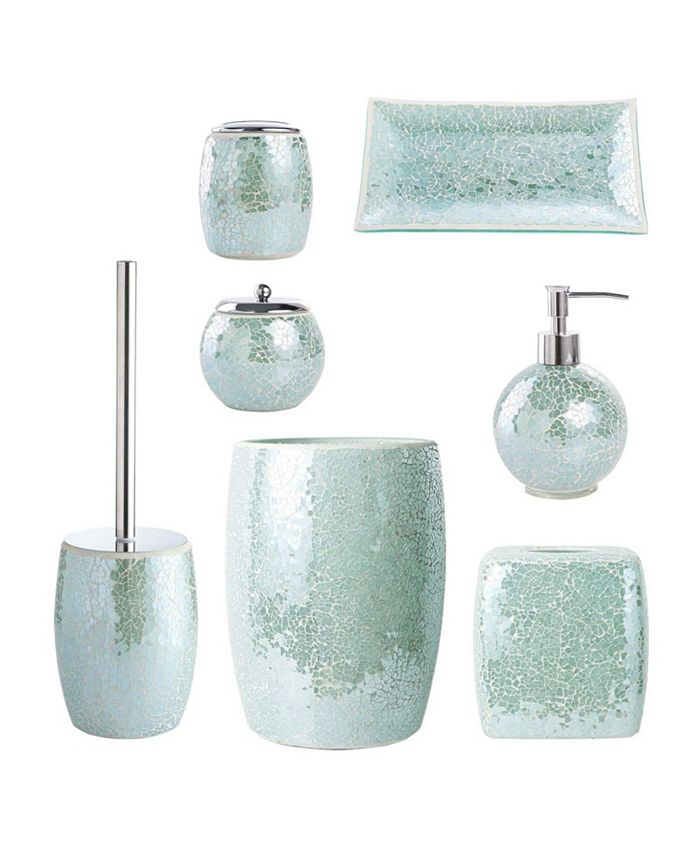 Whole Housewares Decorative Glass Bathroom Accessories Set with Pearl ...
