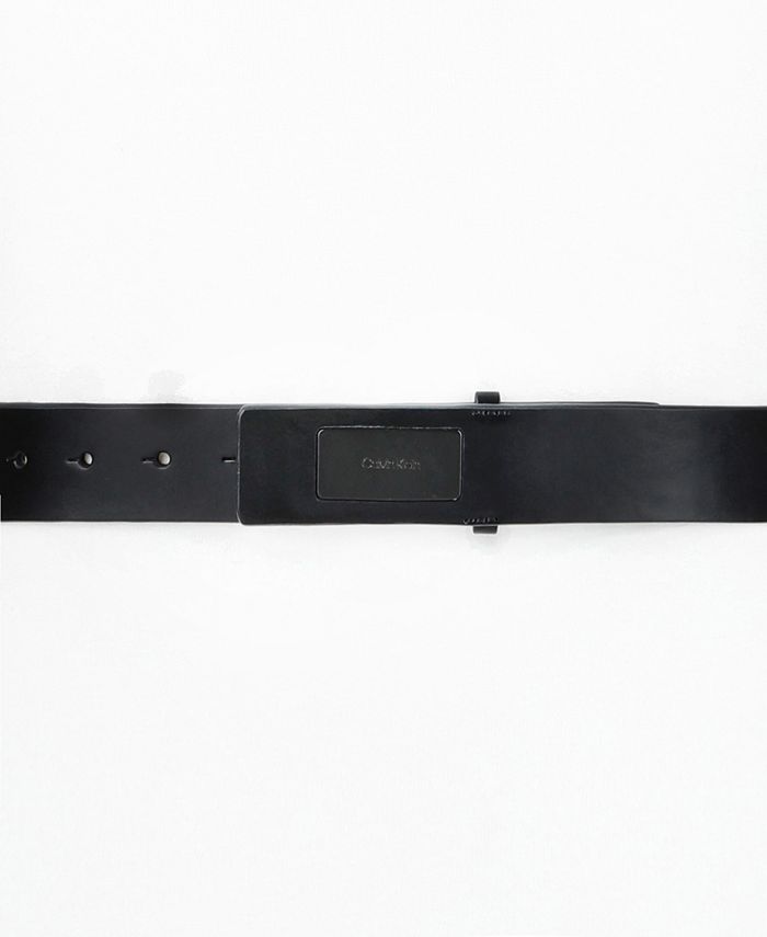 Calvin Klein Men's Ultra-Modern Inlaid Plaque-Buckle Logo Belt - Macy's