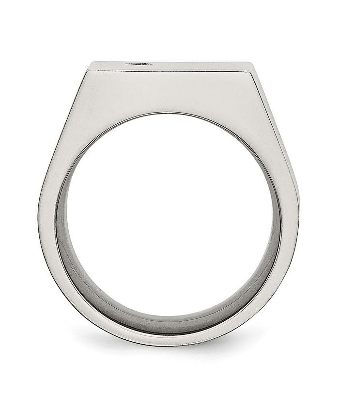 Chisel Titanium Polished CZ Signet Ring - Macy's