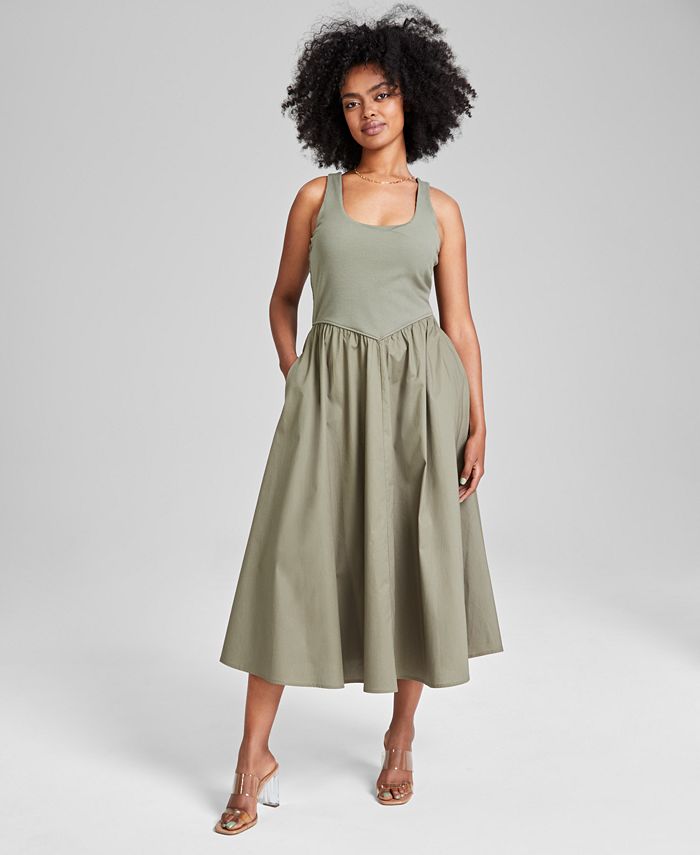And Now This Women's Mixed-Media Sleeveless Midi Dress, Created for ...