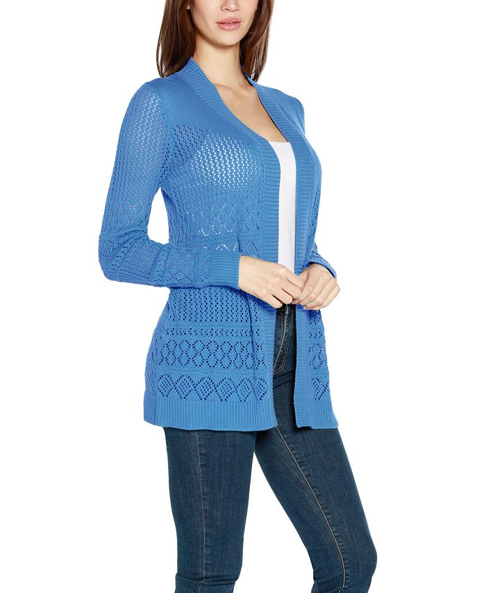 Belldini Women's Pointelle Long Sleeves Open Cardigan Sweater - Macy's