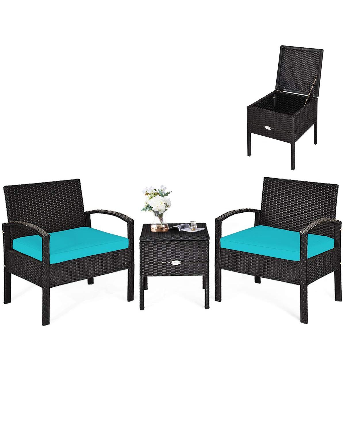 Click here for Sugift 3 Pieces Pe Rattan Wicker Sofa Set with Was... prices