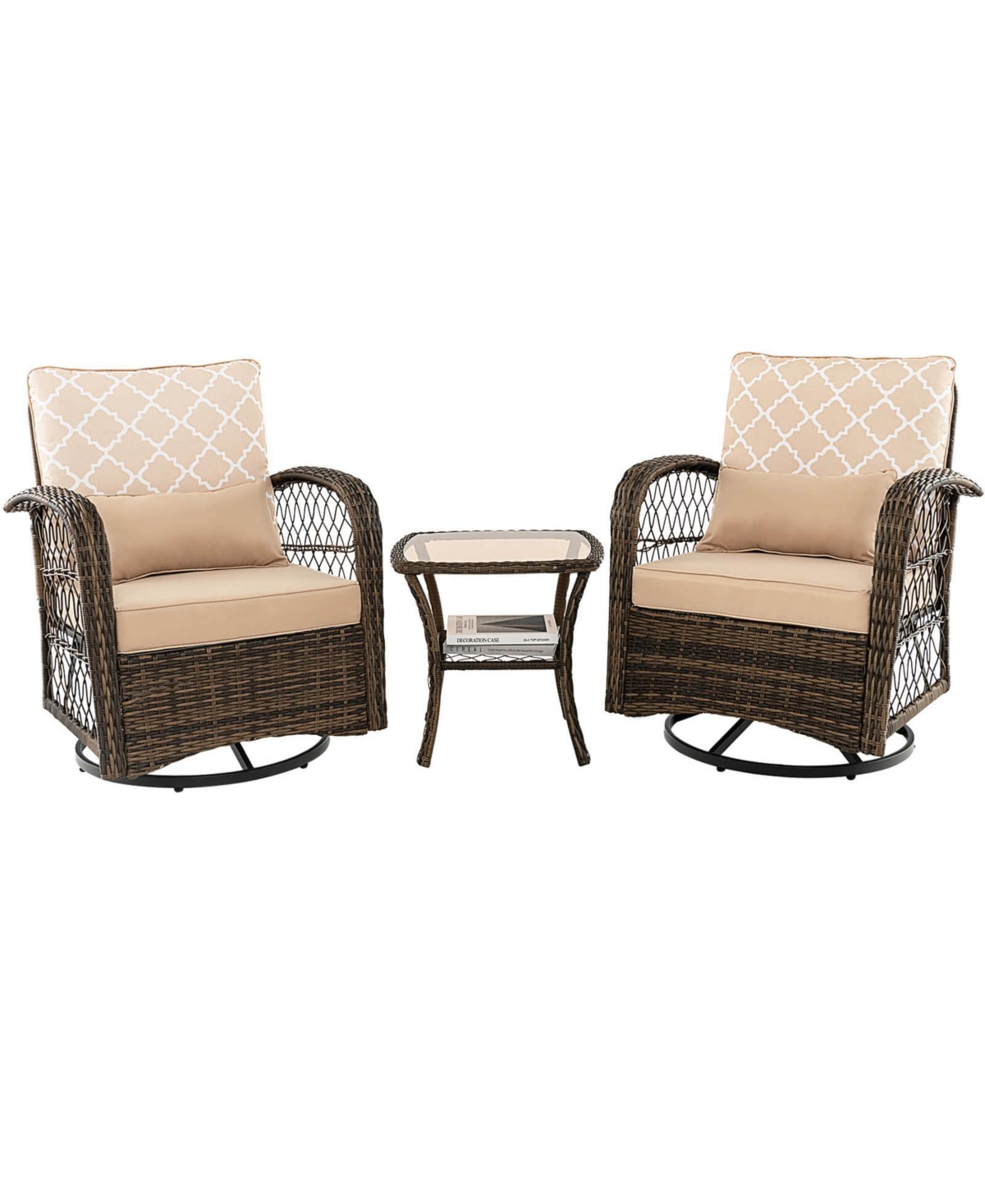 Click here for Sugift 3 Pieces Outdoor Wicker Conversation Set wi... prices
