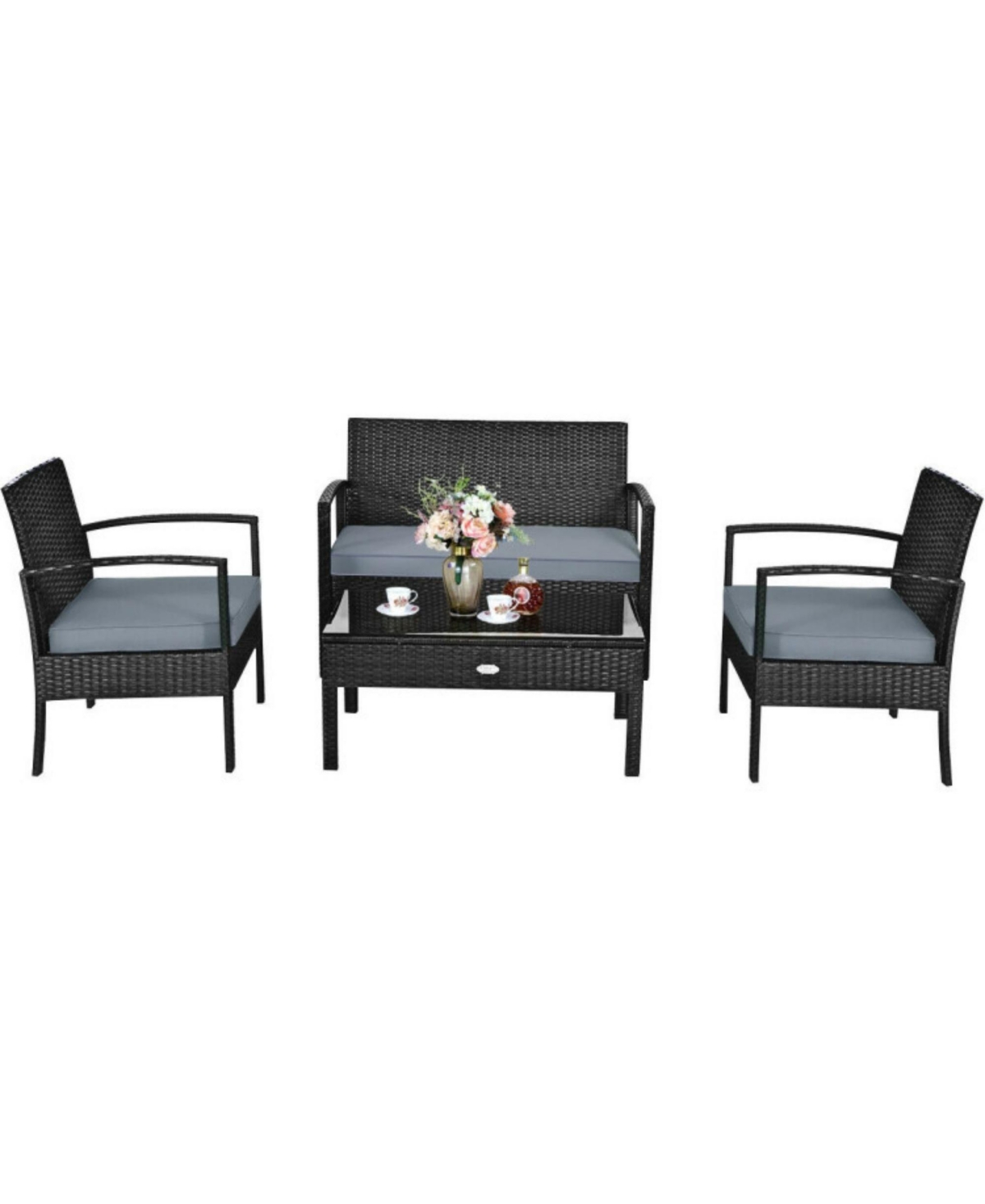 Click here for Sugift 4 Pieces Patio Rattan Cushioned Furniture S... prices
