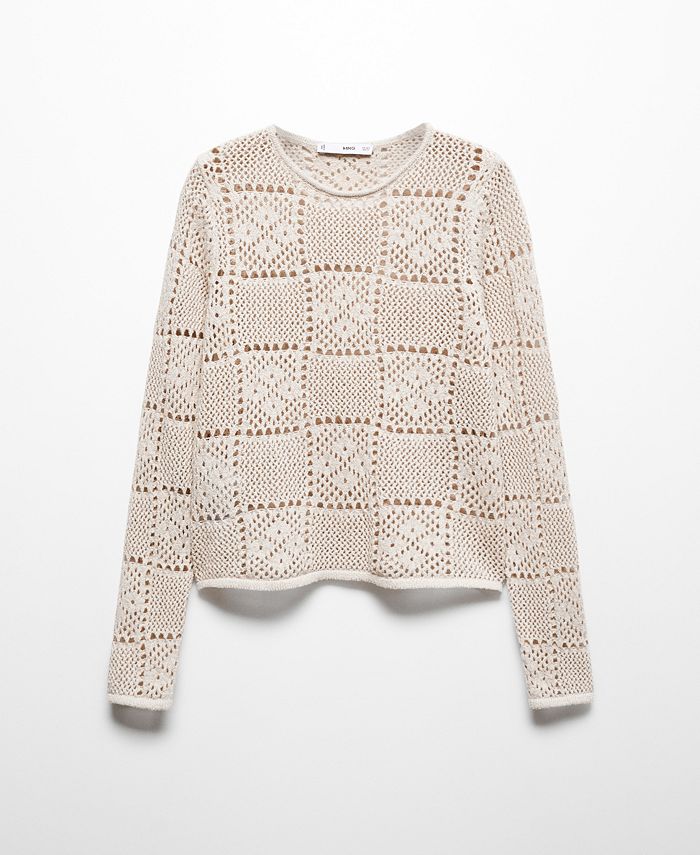 MANGO Women's Openwork Details Crochet Sweater - Macy's