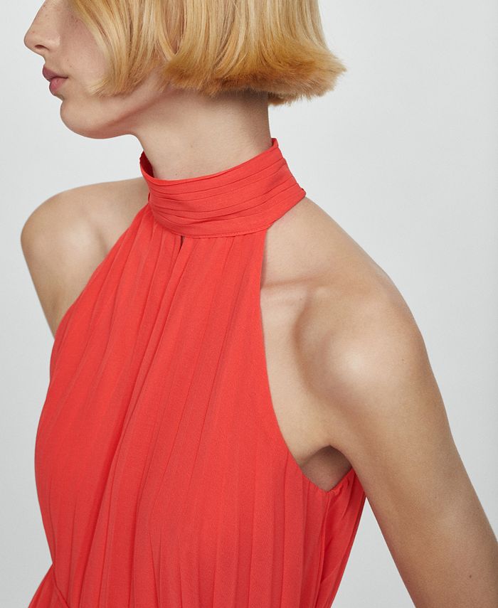 MANGO Women's Pleated Halter Neck Dress - Macy's