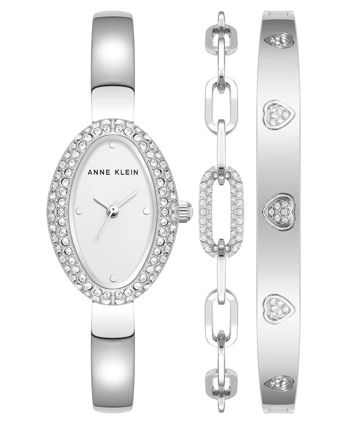 Anne Klein Women's Quartz Silver-Tone Alloy Bangle Watch Set, 20mm - Macy's