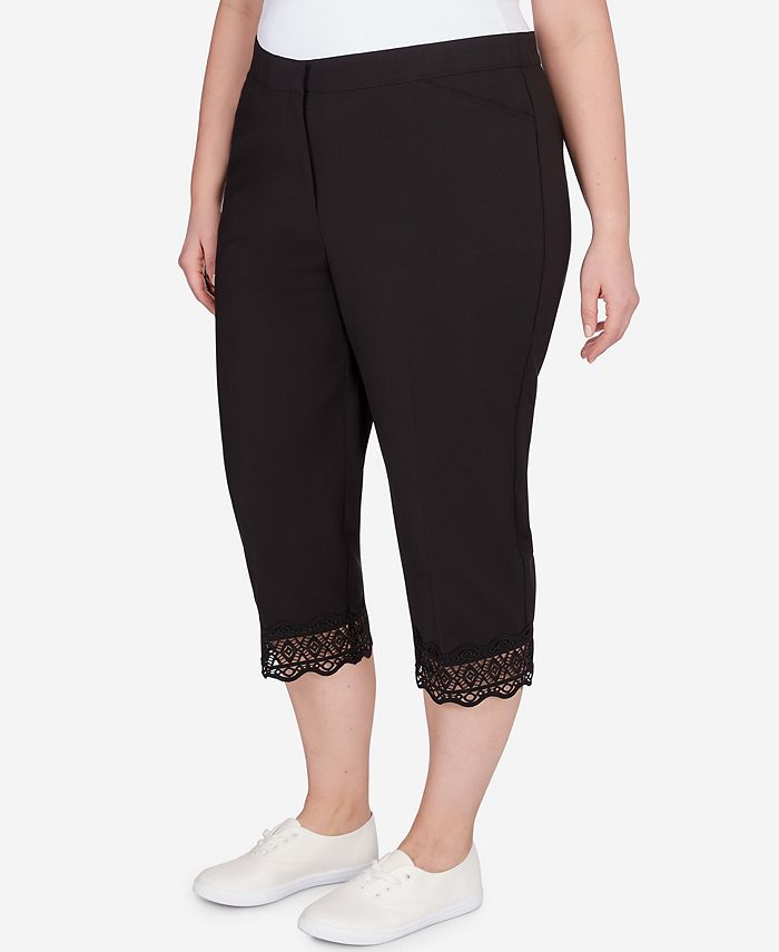 Ruby Rd. Plus Size Stretch Lace Hem Capri Pants - Macy's