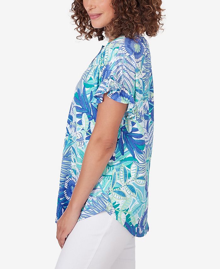 Ruby Rd. Petite Rainforest Floral Short Sleeve Top - Macy's